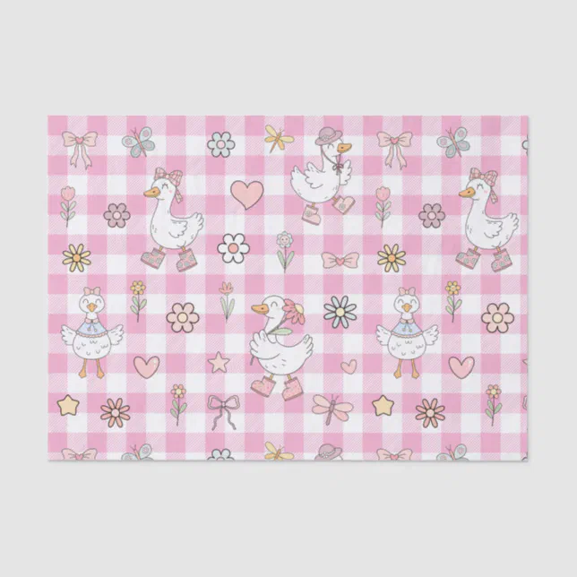 Silly Goose Pink Gingham Birthday Tissue Paper | Zazzle