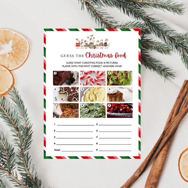 Silly Goosemas Guess the Christmas Food Game Card | Zazzle