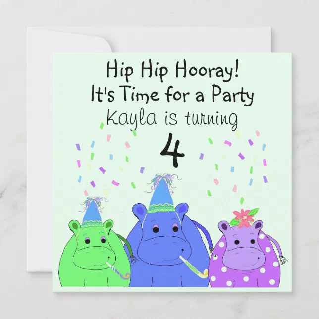 Silly Hippo Party Invitation | Zazzle