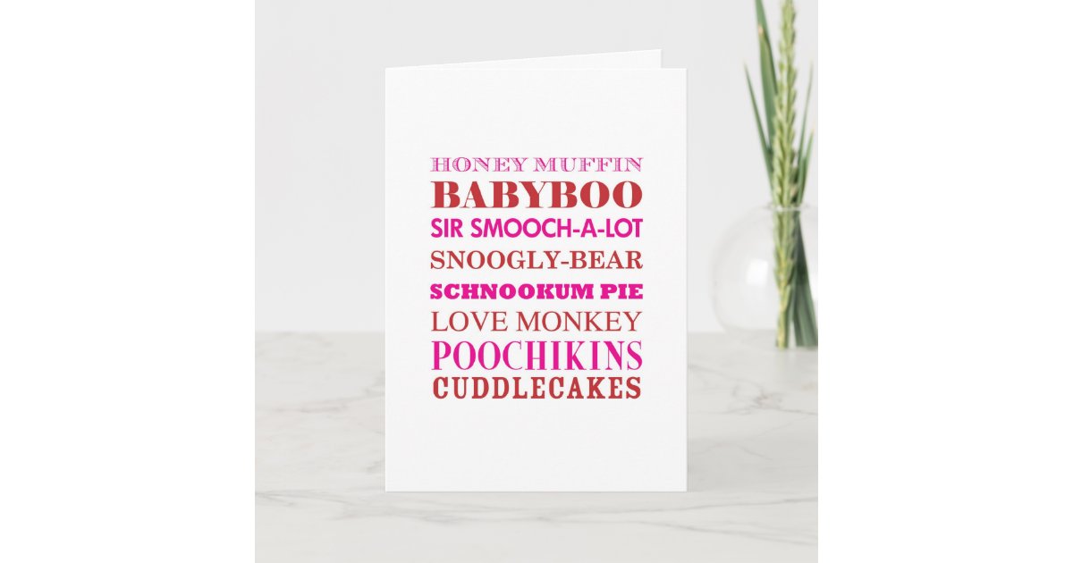 Silly Love Nicknames Valentine Holiday Card | Zazzle