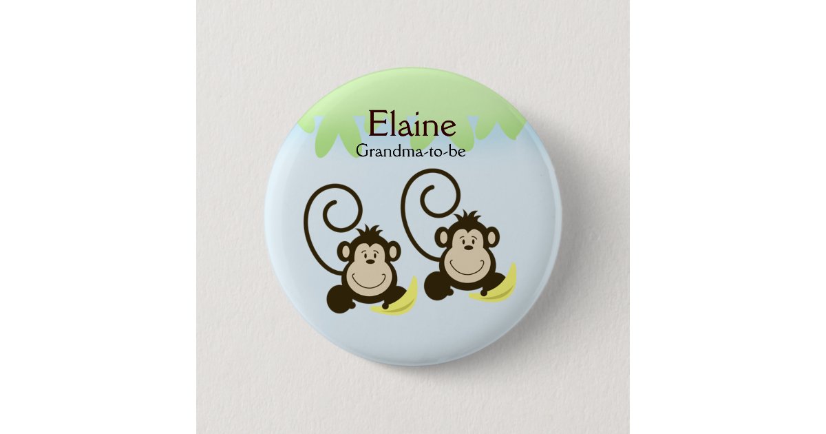 SILLY MONKEYS NAME TAG Personalized Button | Zazzle