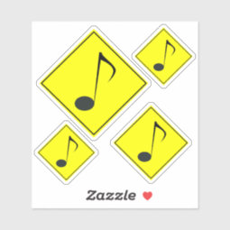 Silly Musical Note Traffic Sign Style Stickers | Zazzle