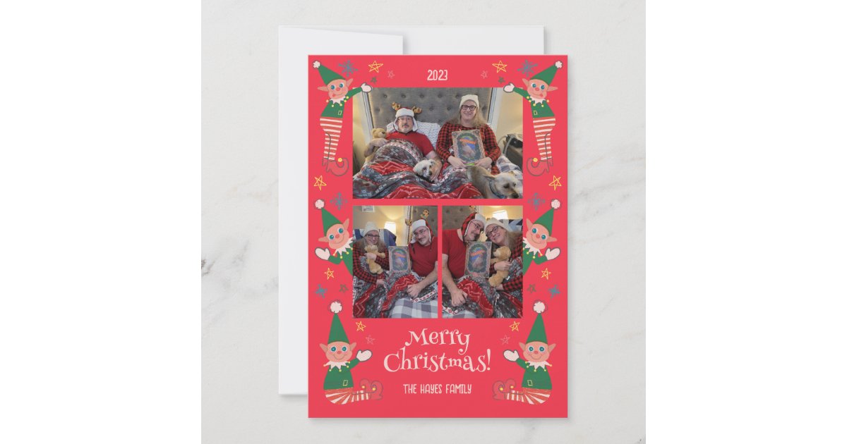 Silly Naughty Christmas Elves Family Holiday Card | Zazzle