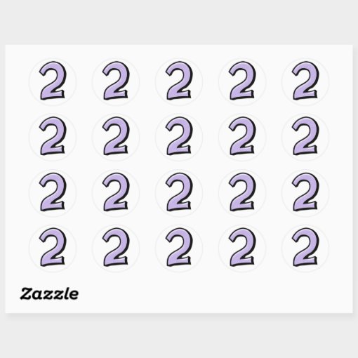 Silly Number 2 lavender white Sticker | Zazzle