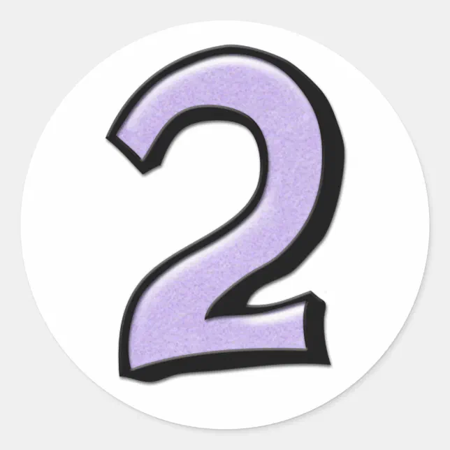 Silly Number 2 lavender white Sticker | Zazzle