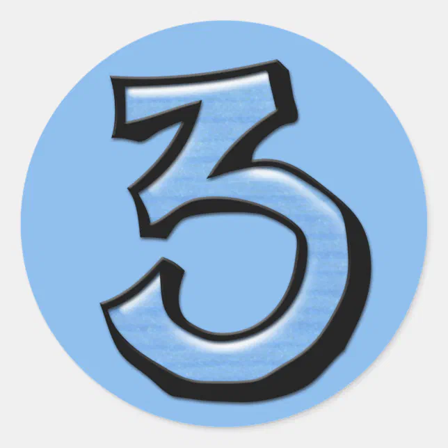 Silly Number 3 blue Sticker | Zazzle