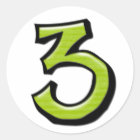 NUMBER 3 AND CHECKERED FLAGS CLASSIC ROUND STICKER | Zazzle.com