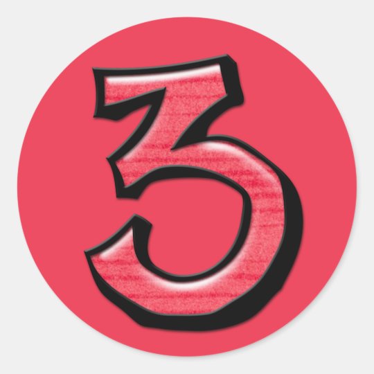 Silly Number 3 red Sticker | Zazzle.com