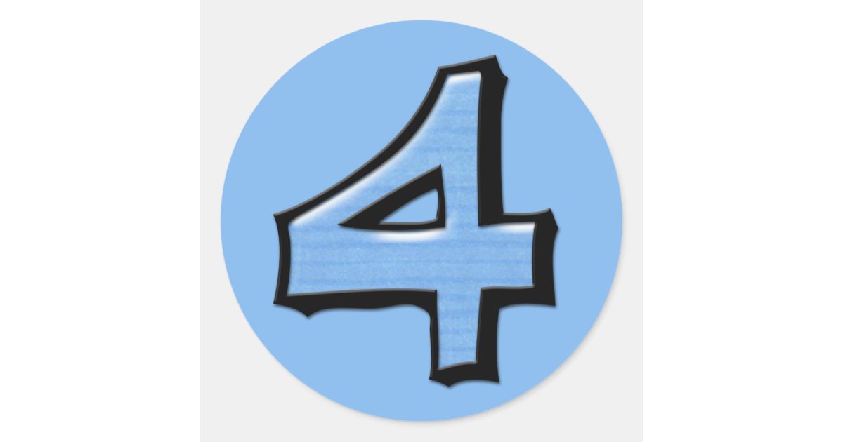Silly Number 4 blue Round Sticker | Zazzle