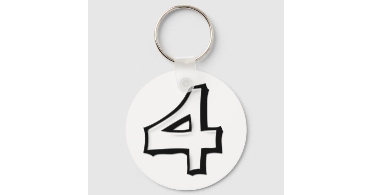 Silly Number 4 white Keychain | Zazzle
