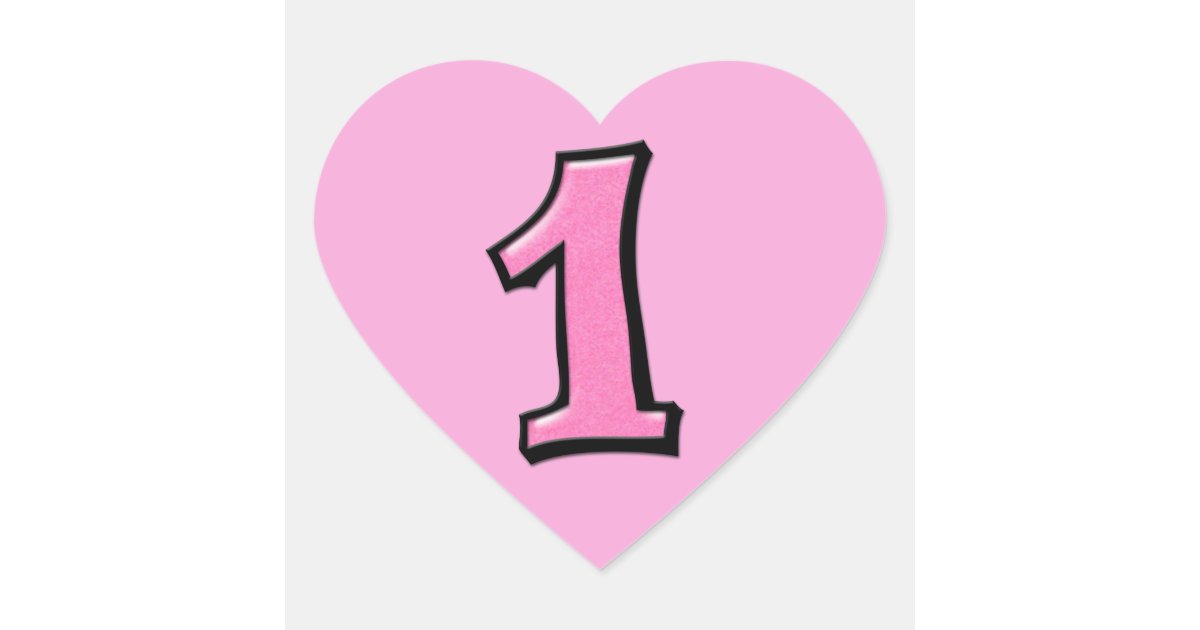 Silly Numbers 1 pink Heart Sticker | Zazzle
