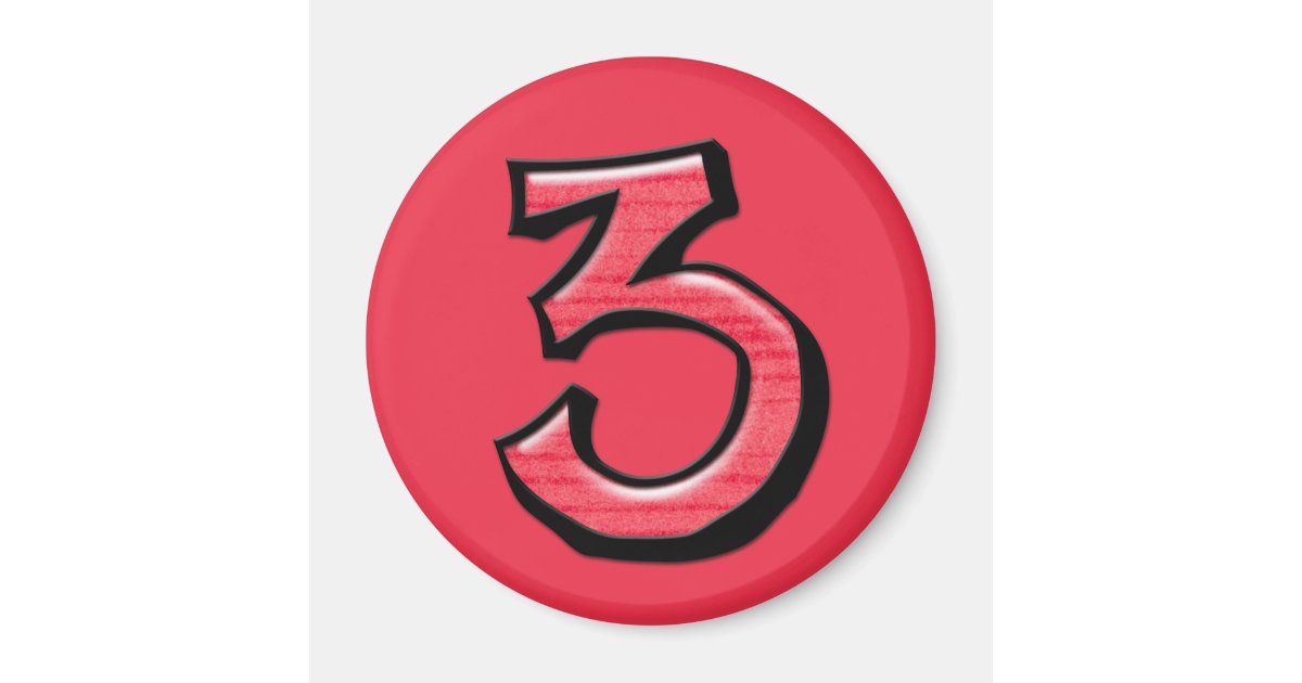 Silly Numbers 3 red Magnet | Zazzle