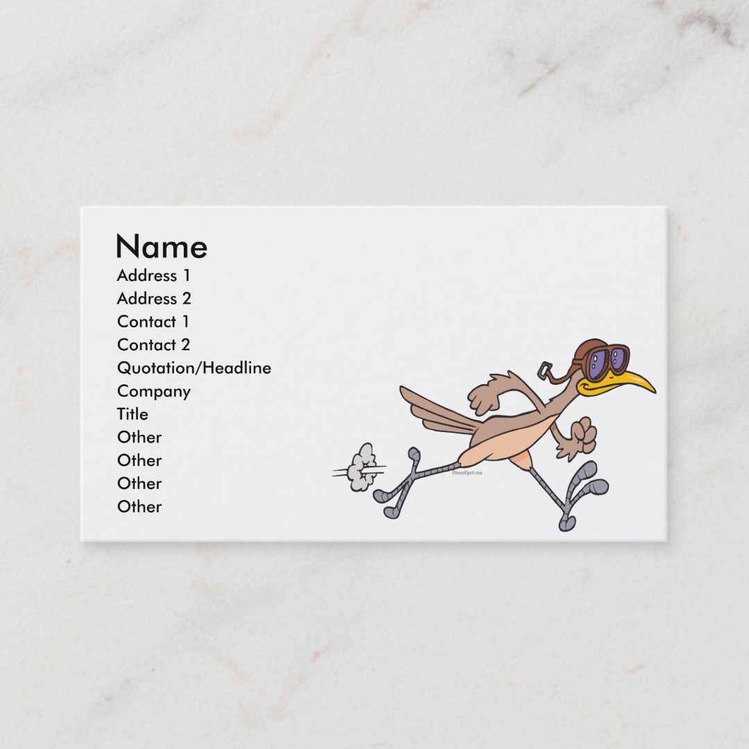 silly roadrunner bird cartoon business card | Zazzle