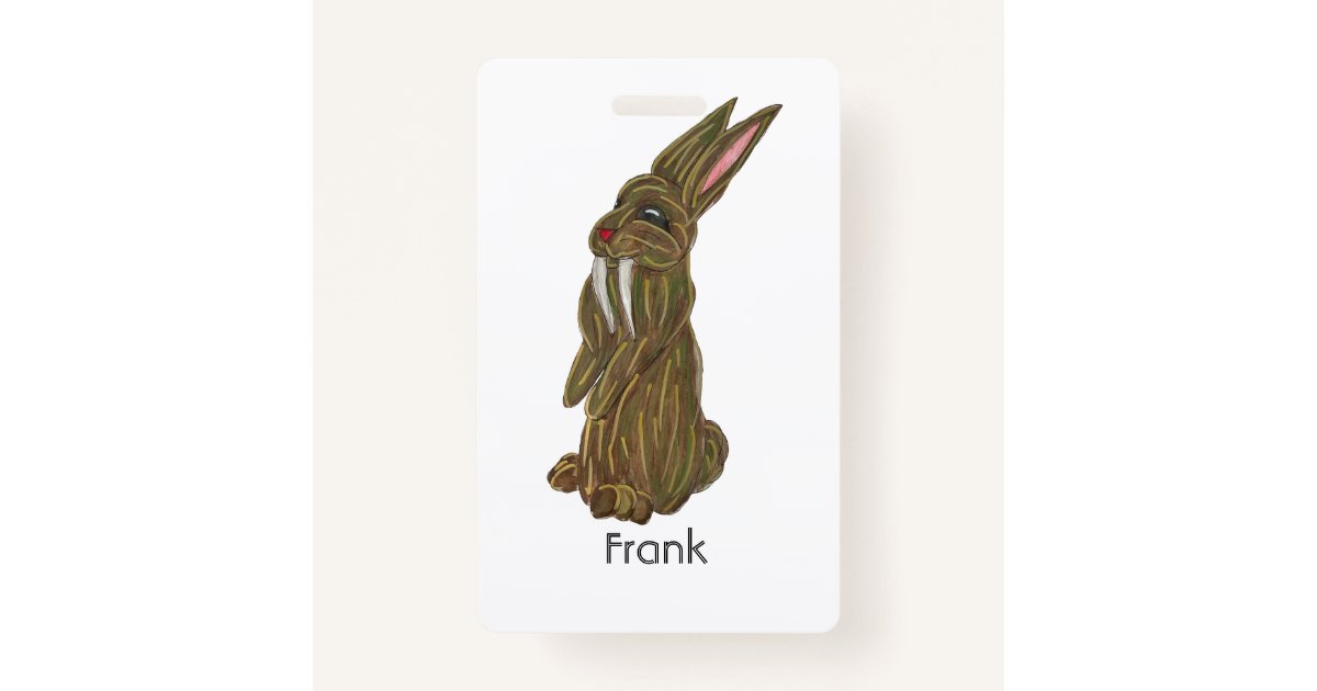 Silly Saber Tooth Rabbit Badge | Zazzle