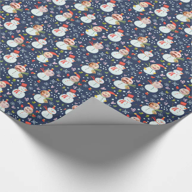 Silly Snowmen Faces Photo Holiday Wrapping Paper | Zazzle