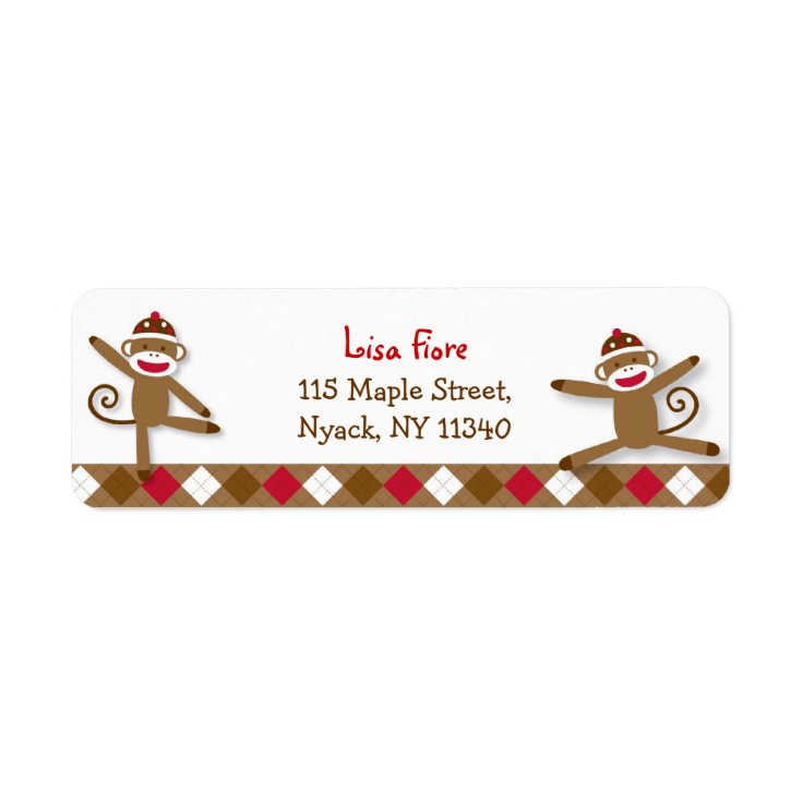 Silly Sock Monkey Baby Shower Address Labels | Zazzle