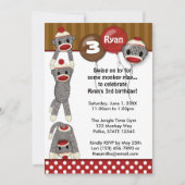 Silly SOCK MONKEY Birthday Invitation SMR girl/boy | Zazzle