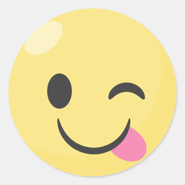 Silly Smiley Tongue Out Emoji Classic Round Sticker
