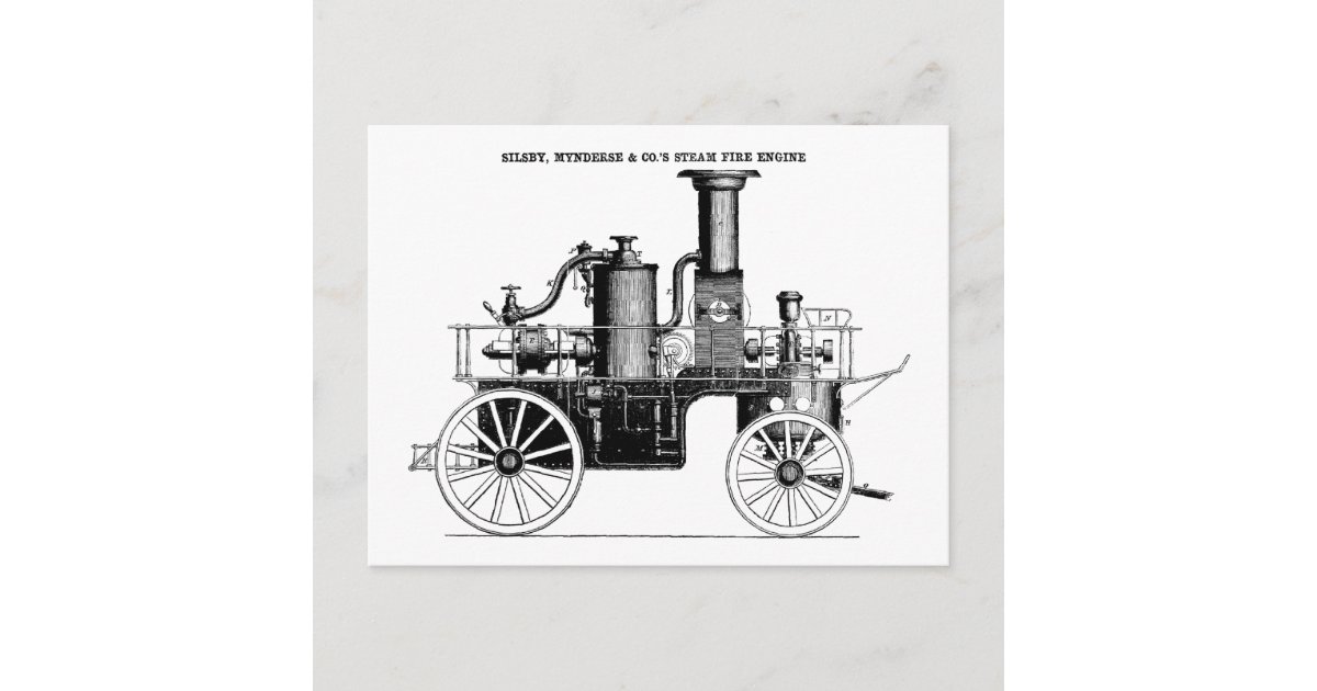 Silsby 1858 Steam Fire Engine Postcard | Zazzle