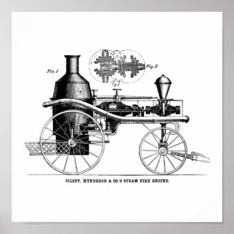 Silsby Rotary Steam Fire Engine Poster | Zazzle