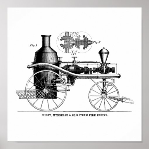 Silsby Rotary Steam Fire Engine Poster | Zazzle
