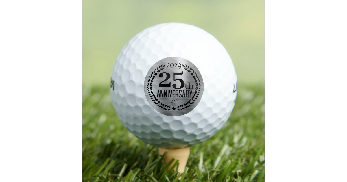 Silver 25th Anniversary Business Logo Golf Balls | Zazzle
