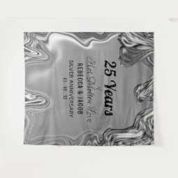 Silver 25th Wedding Anniversary Backdrop | Zazzle