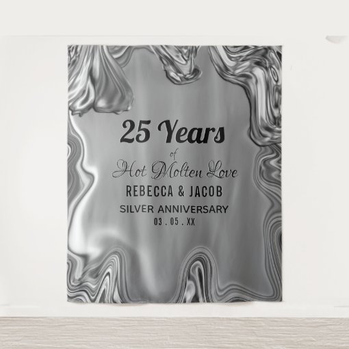 Silver 25th Wedding Anniversary Backdrop | Zazzle