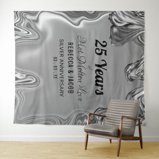 Silver 25th Wedding Anniversary Backdrop | Zazzle