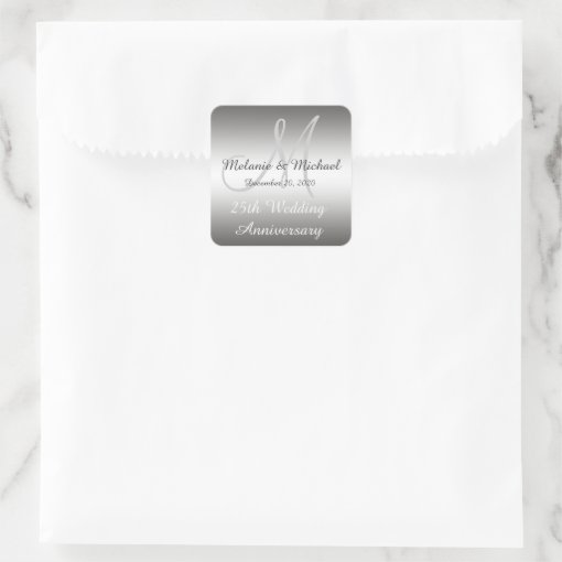 Silver 25th Wedding Anniversary Stickers | Zazzle