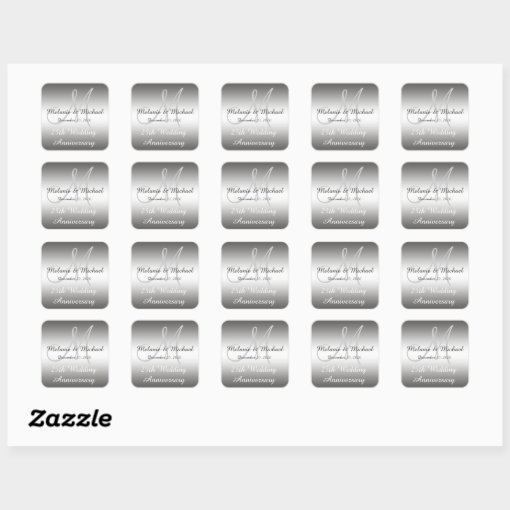 Silver 25th Wedding Anniversary Stickers | Zazzle