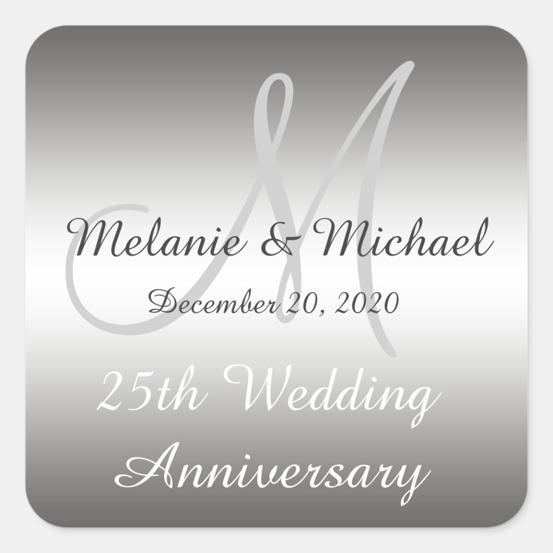 Silver 25th Wedding Anniversary Stickers | Zazzle