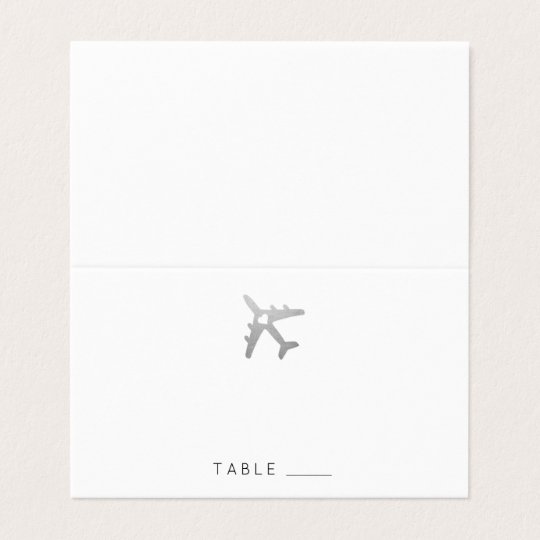 Silver Airplane with Heart Travel Theme Place Card | Zazzle.com