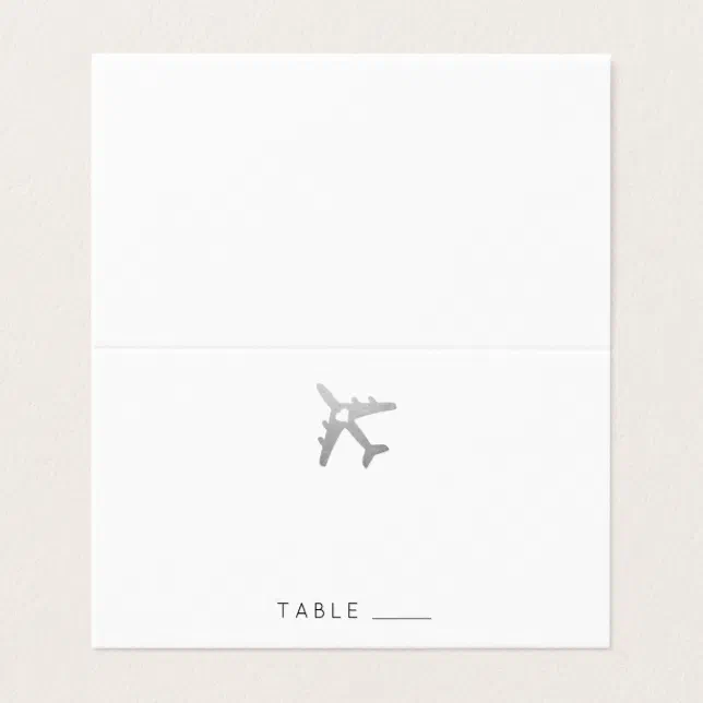 Silver Airplane with Heart Travel Theme Place Card | Zazzle