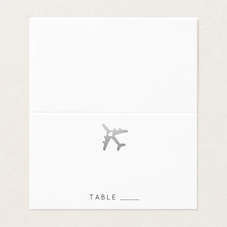 Silver Airplane with Heart Travel Theme Place Card | Zazzle