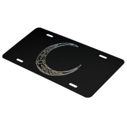 Silver And Black Celtic Crescent Moon License Plate | Zazzle