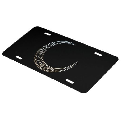 Silver And Black Celtic Crescent Moon License Plate | Zazzle
