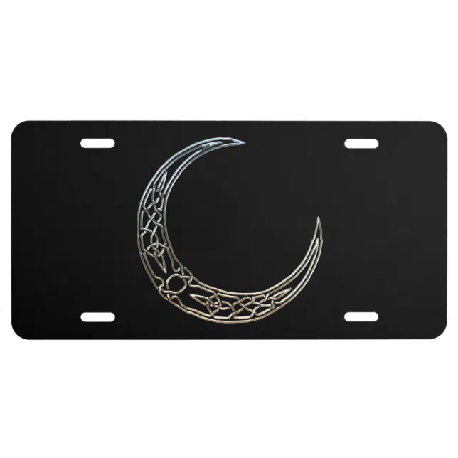 Silver And Black Celtic Crescent Moon License Plate | Zazzle