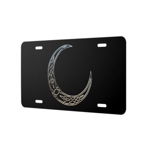 Silver And Black Celtic Crescent Moon License Plate | Zazzle