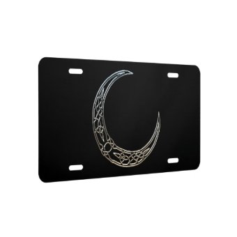 Silver And Black Celtic Crescent Moon License Plate | Zazzle