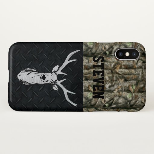 Silver and Black Deer Hunting Camo Buck Sports iPhone Case | Zazzle