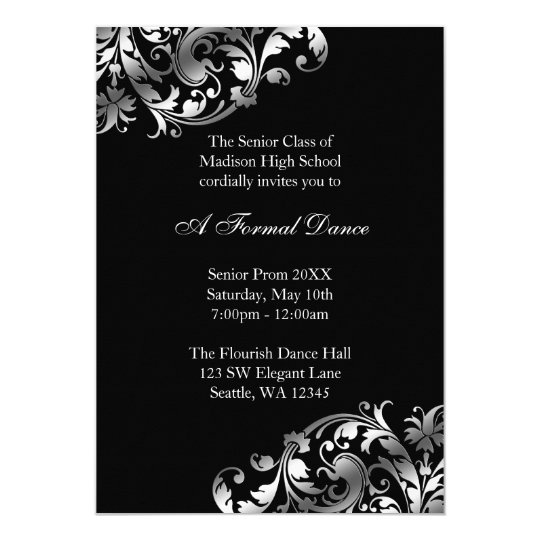 silver-and-black-flourish-prom-formal-invitations-zazzle