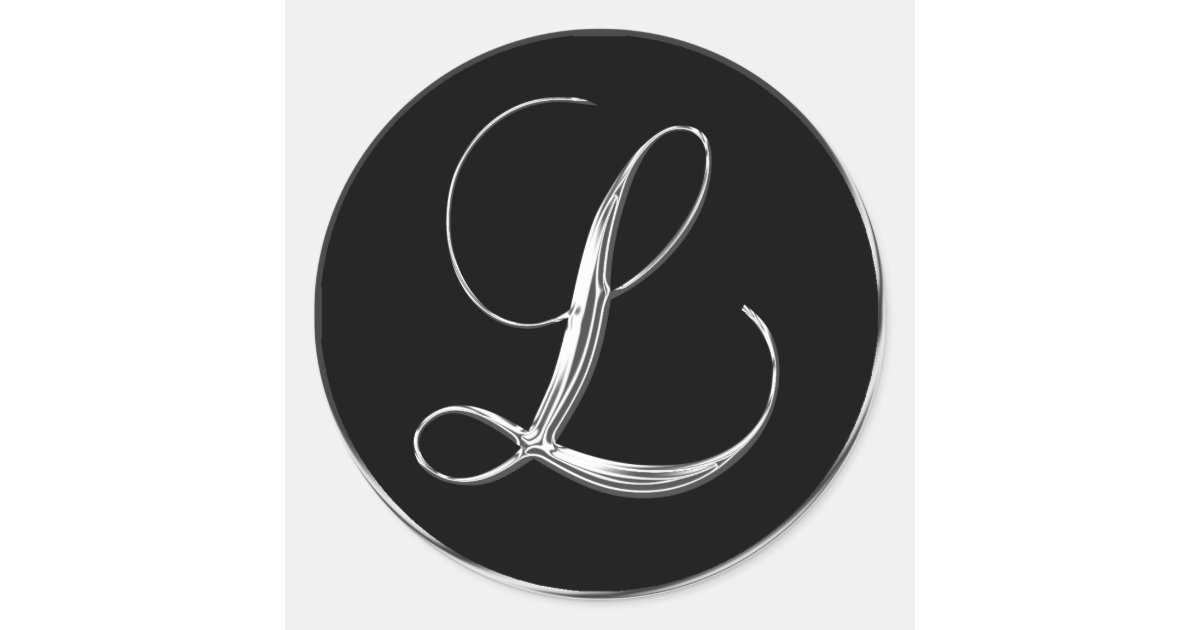 Silver And Black Formal Wedding Monogram L Seal | Zazzle