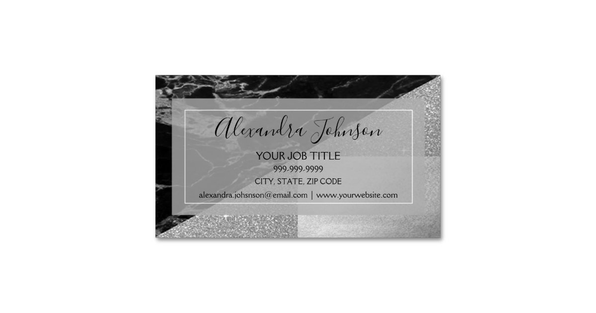 Silver and Black Geometric Business Card Magnet | Zazzle