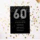 Silver and black glitter sparkle 60th birthday invitation | Zazzle