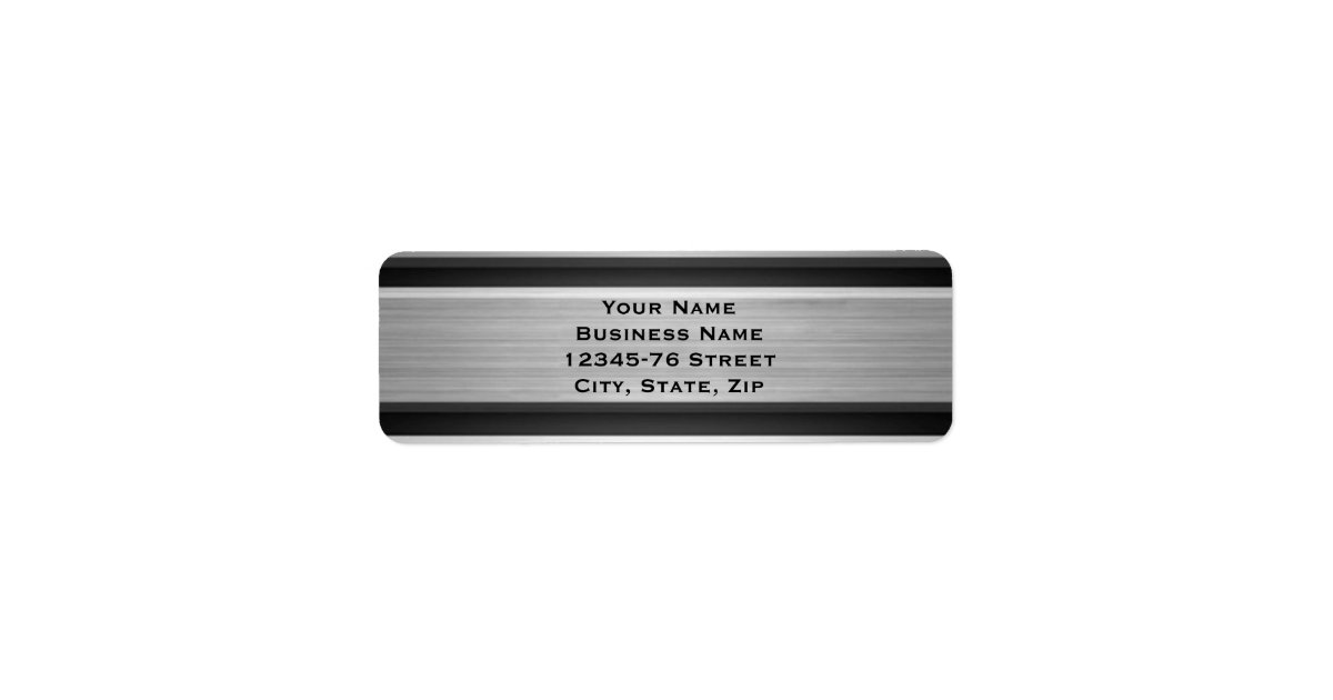 Silver and Black Metal Look Return Address Label | Zazzle