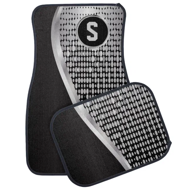 Silver and Black Monogram Car Mats | Zazzle