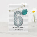 Silver and Blue 6th Birthday Card | Zazzle