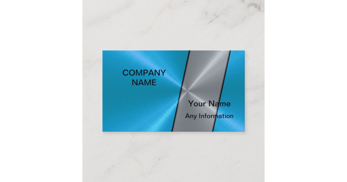 Silver and Blue Luxury Metallic Business Card | Zazzle