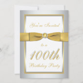 Silver and Gold 100th Birthday Invitation | Zazzle
